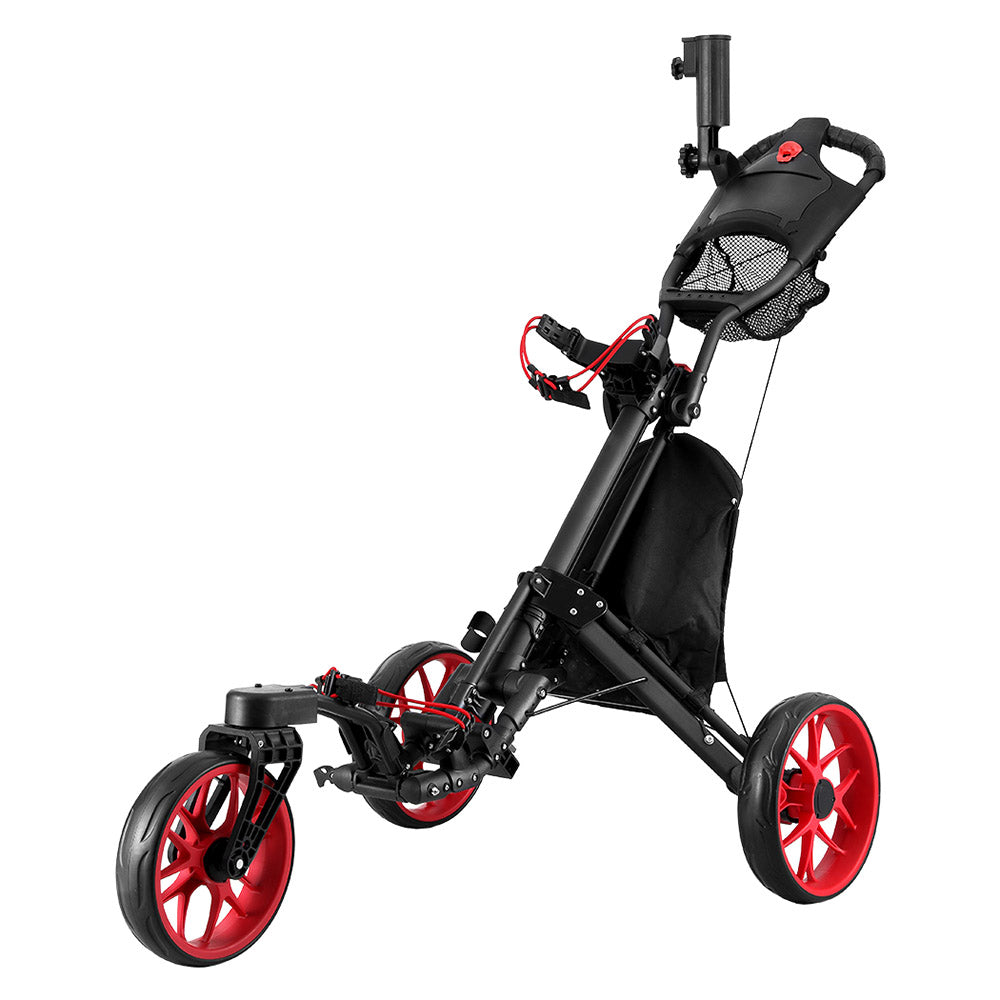 Everfit Golf Buggy Foldable Trolley Golf Cart Swivel Wheel Umbrella Bo