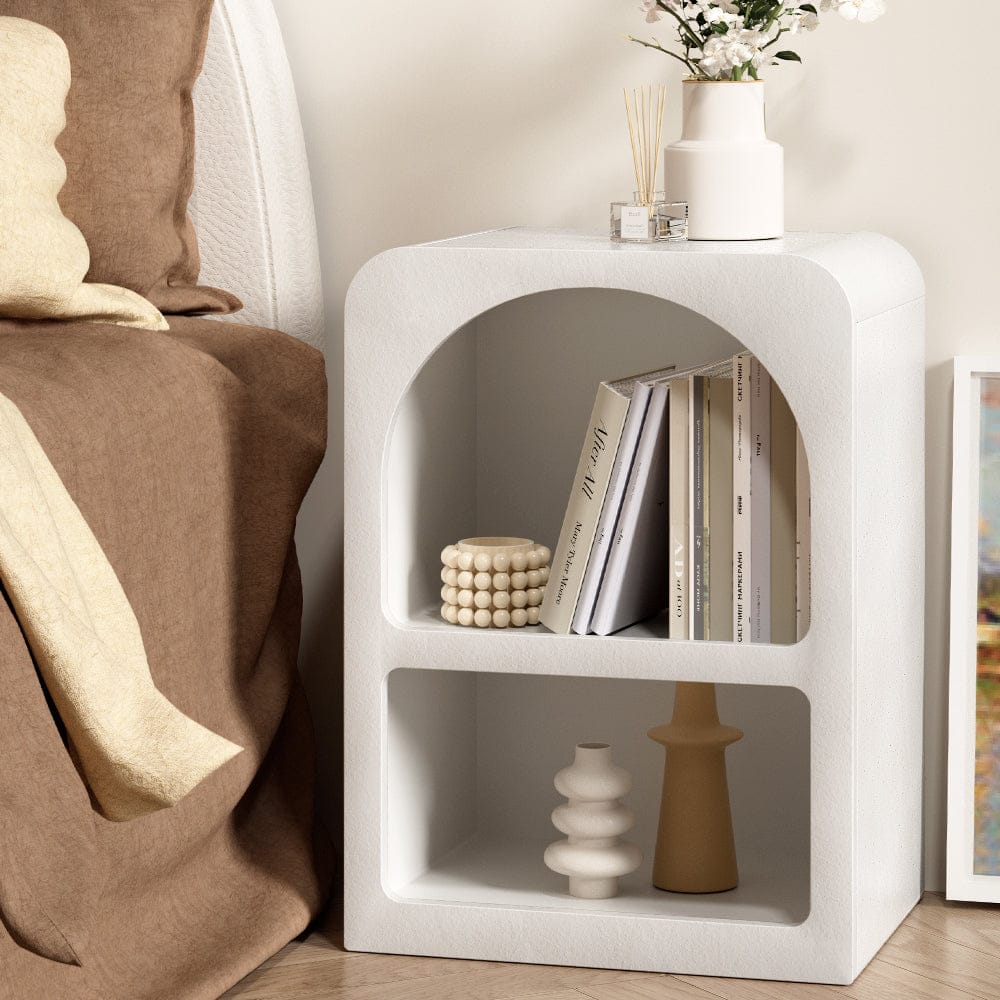Artiss Bedside Table Shelves Side End Table Storage Nightstand White A